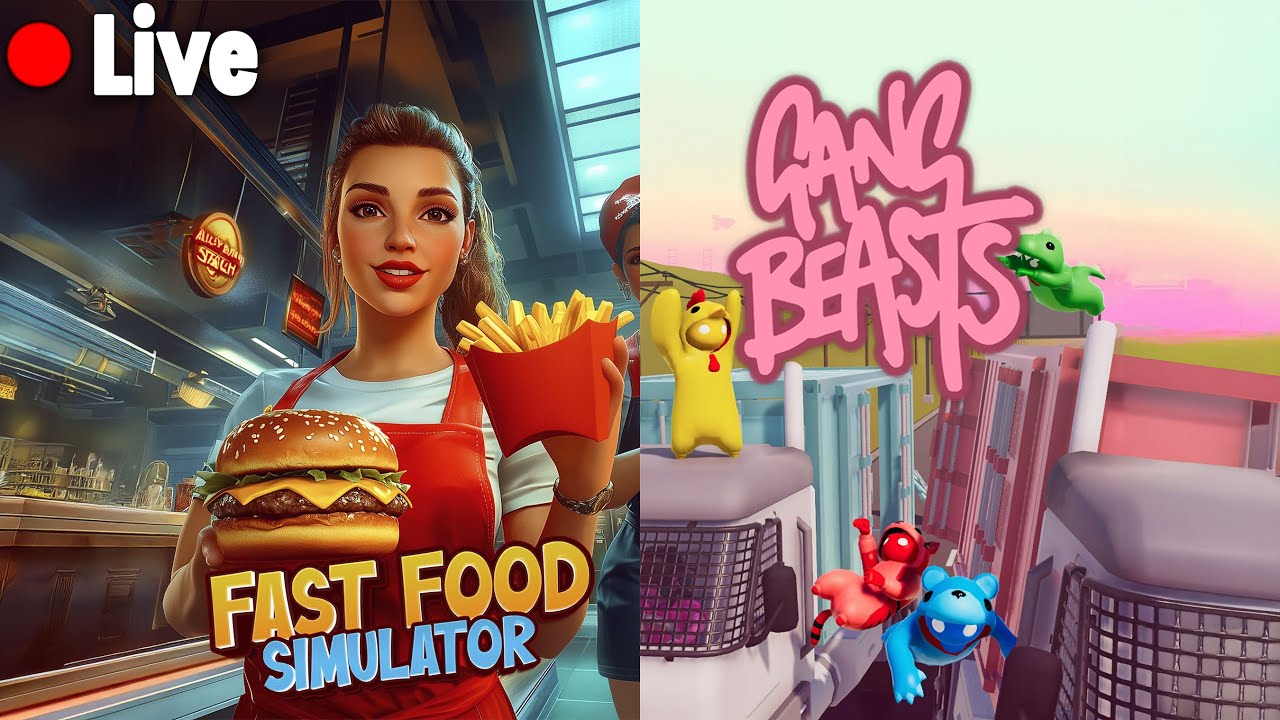 🔴 LIVE 54 - mapa novo no Gang Beasts e Fast Food Simulator com os ...