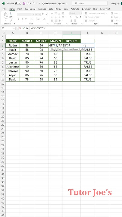 Exploring the AND Function Within IF Statements in Excel | Tutor Joes ...