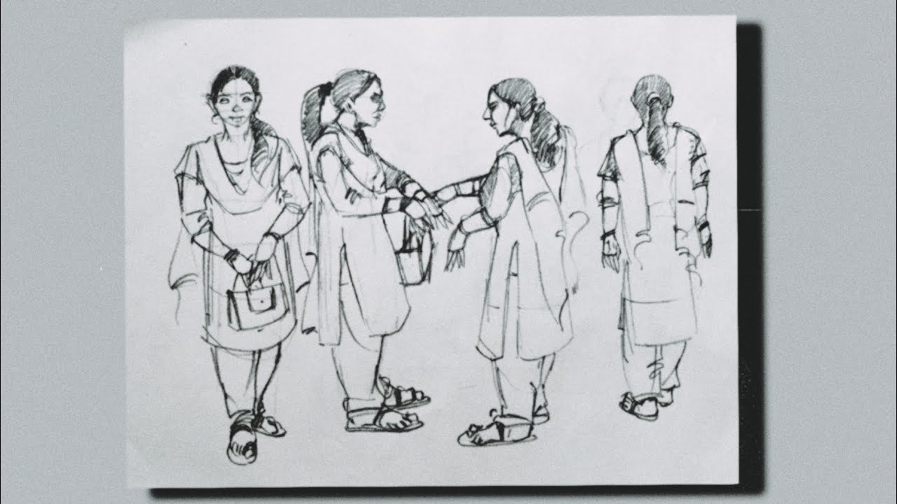 women Figures Drawing / Rapid sketchs ... For Beginners - YouTube