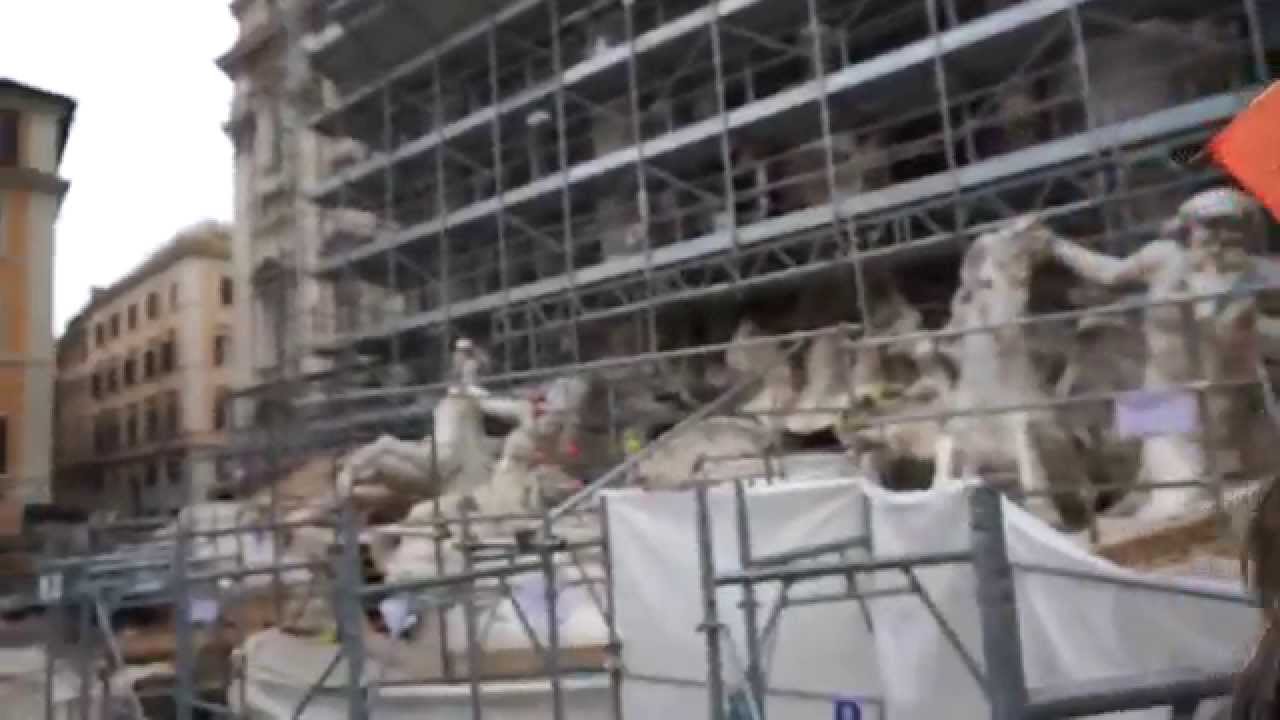 Trevi Fountain under repair - Rome, Italy - YouTube