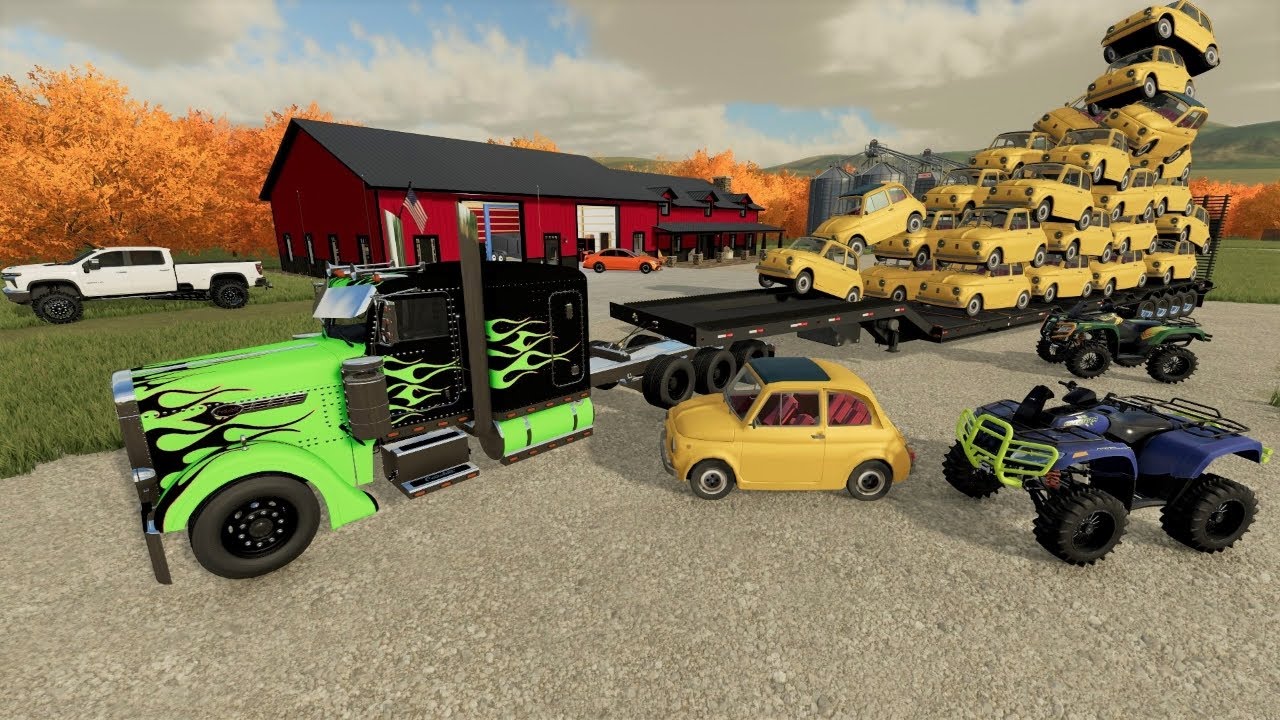 Delivering TONS of cars to huge farm full of workers | Farming ...