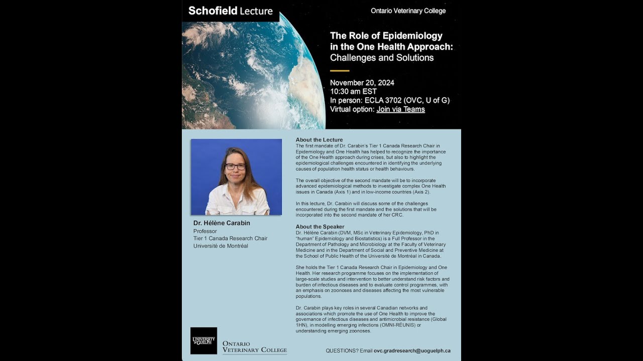 Schofield Lecture with Dr. Hélène Carabin Nov. 21 2024 - YouTube