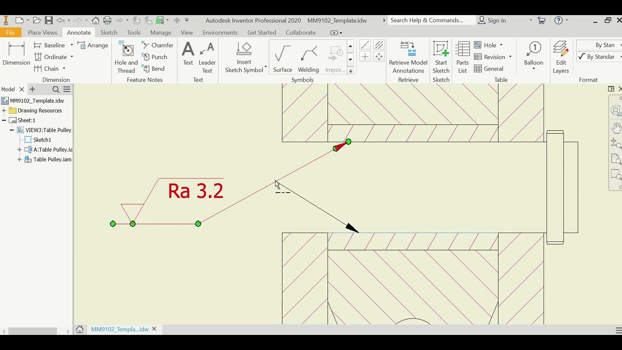 [Inventor drawing] Adding additional vertex/arrow/leader - YouTube