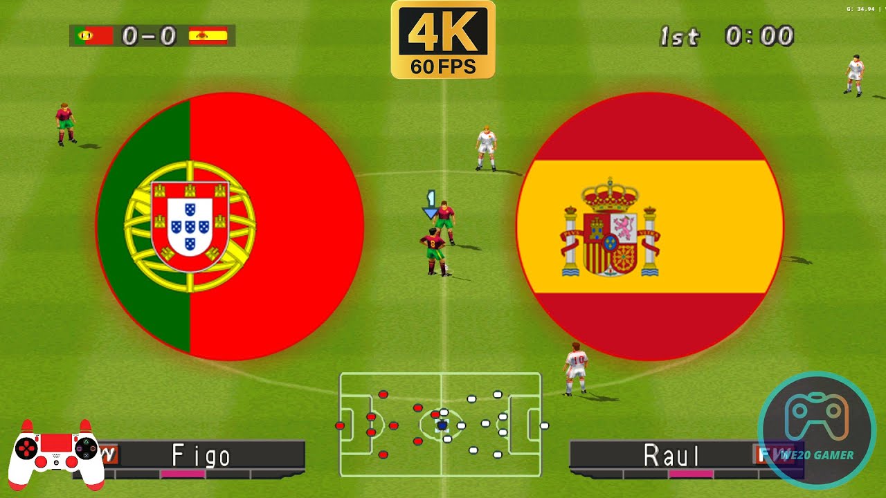 Winning Eleven 2000 | Portugal 🇵🇹 vs Spain 🇪🇸 | Nuno Gomes vs Urzaiz ...