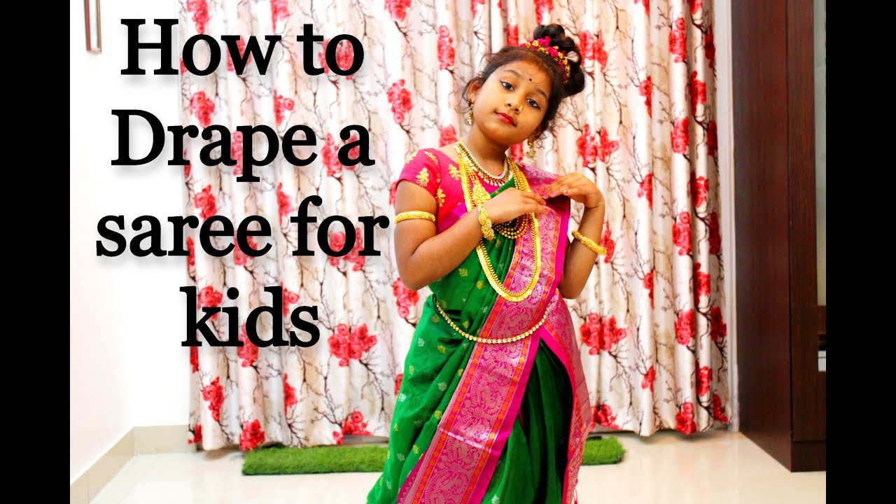 How to Drape Devasena saree type for Kids| Warrior saree drape |Fancy ...