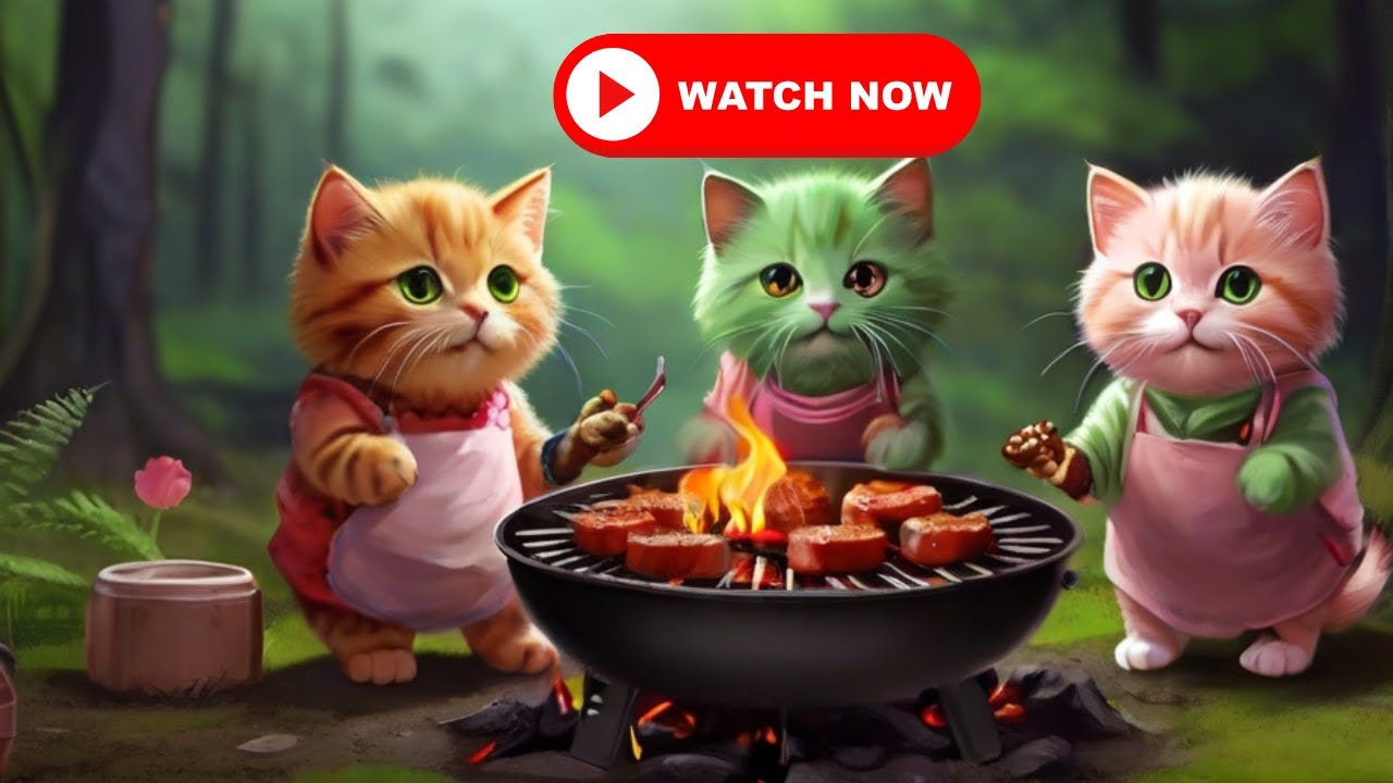 Adorable AI Cute Cat BBQ Party in the Forest! 🌳🐱😍 Watch for Happy Vibes ...