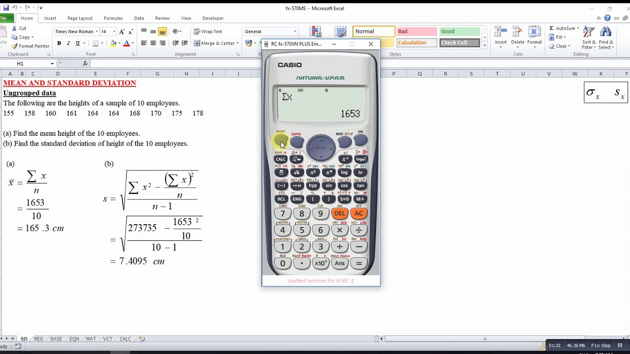 Mean And Standard Deviation Casio Fx 570ES YouTube