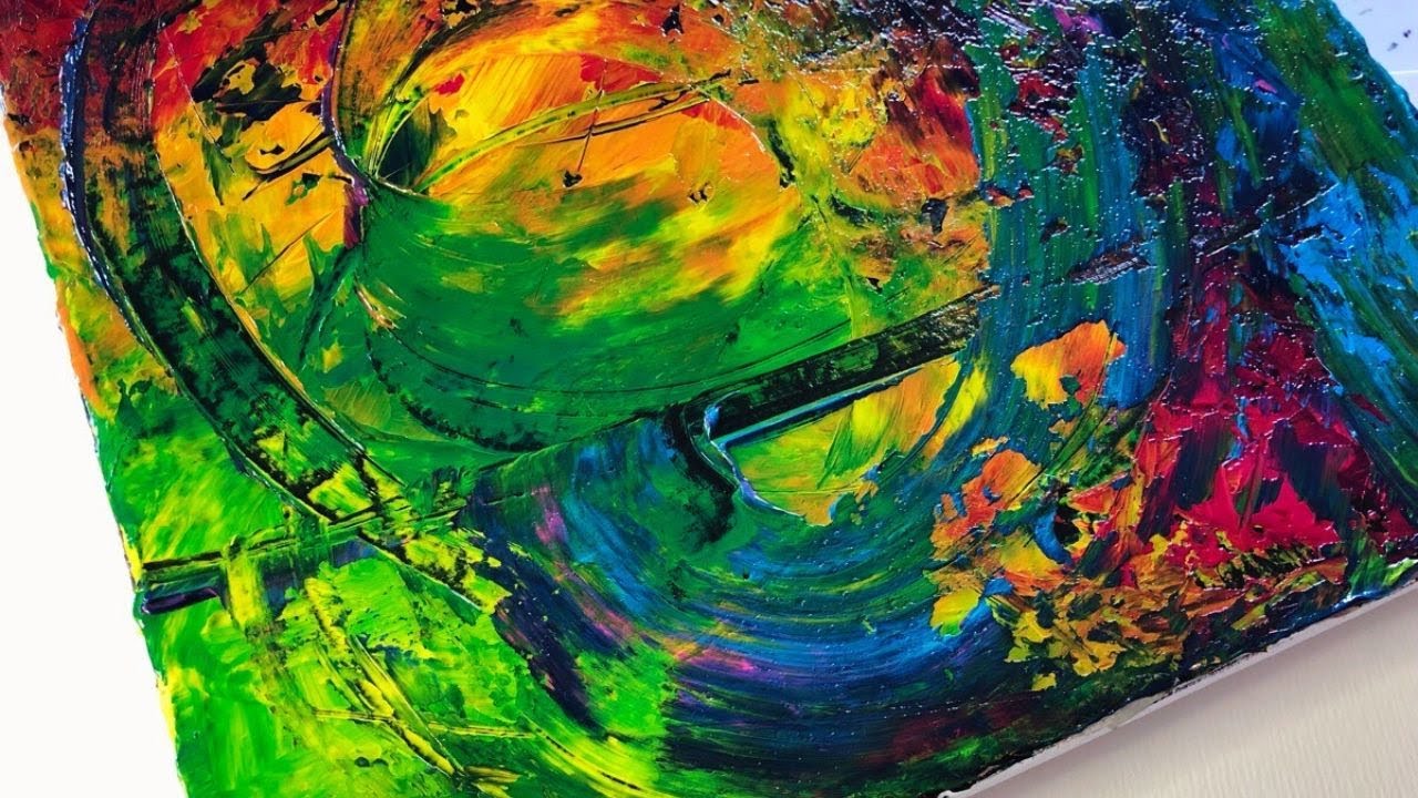EASY Art Tutorial For ABSTRACT Acrylic Painting On Canvas. - YouTube