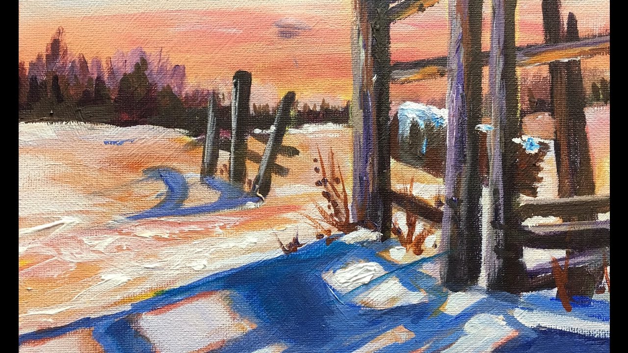 How to Paint Shadows in the Snow an acrylic step by step tutorial with ...