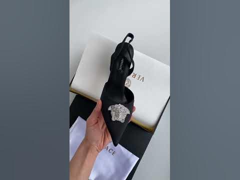 Женские черные текстильные туфли на каблуке Versace La Medusa Медуза ...
