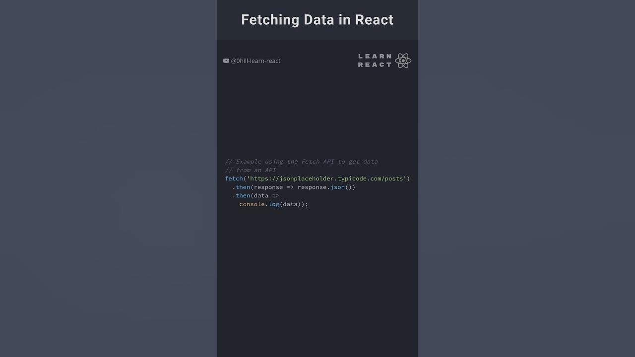 Fetching Data In React Coding Programming Frontend Reactnative React Reactfrontend Youtube