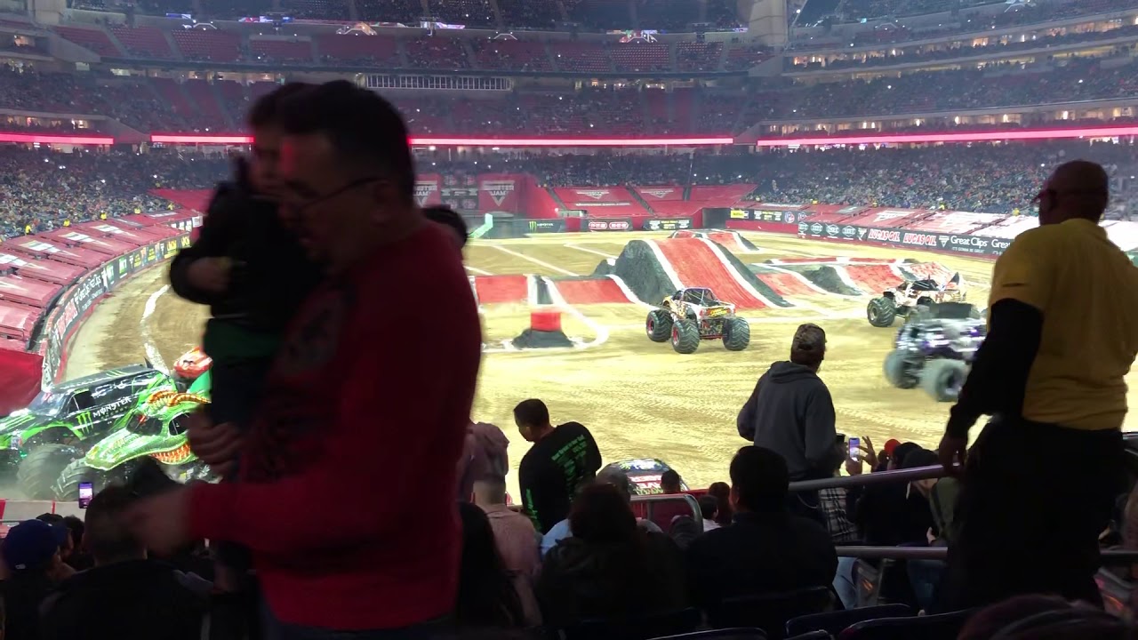 Monster Jam line up and race competition part 1! - YouTube