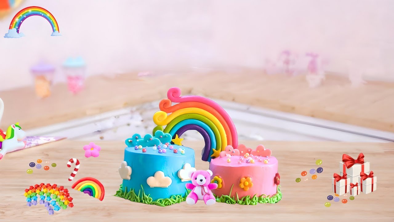 DOUBLE RAINBOW CAKE 🌈 Amazing Miniature Rainbow Buttercream Cake ...
