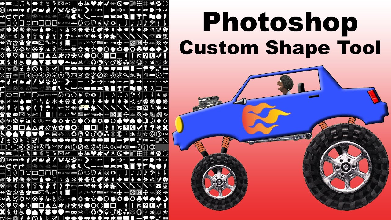 Photoshop Tip 5 - How To Use The Custom Shape Tool - YouTube