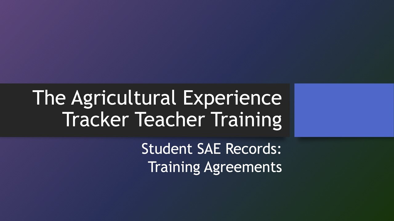 AET Teacher Training SAE: Getting Started and Training Agreements - YouTube