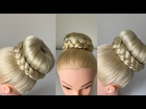 #Düz saç örgü tekniği ile yapılan topuz modelli 1#