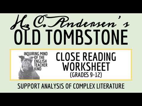 "The Old Tombstone" by Hans Christian Andersen Close Reading Worksheet ...
