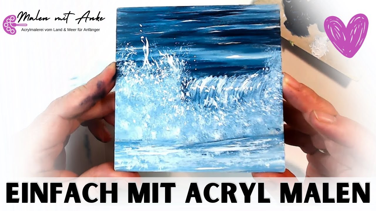 Mit 2 Farben & einem Trick: Leicht eine Welle mit Acryl malen 🎨 Schritt ...