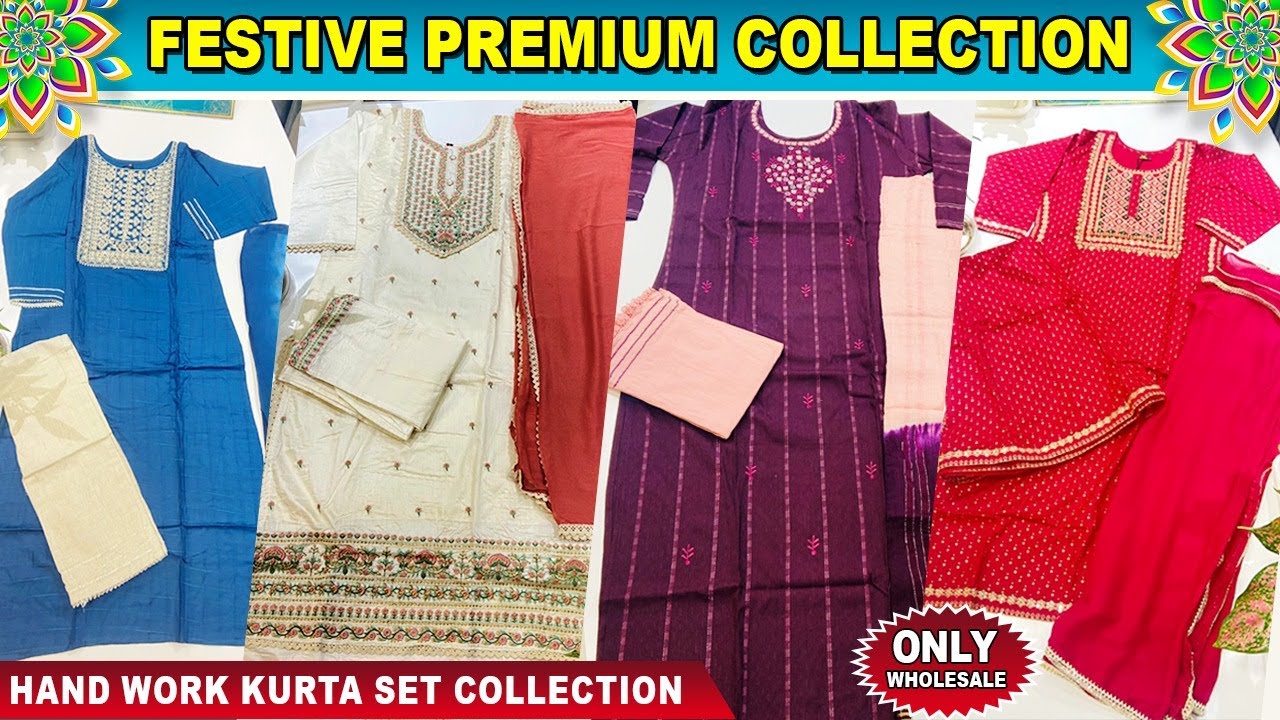 FESTIVE 😍PREMIUM DESIGN AT WHOLESALE | HEAVY WORK KURTI SET | CASH ON ...