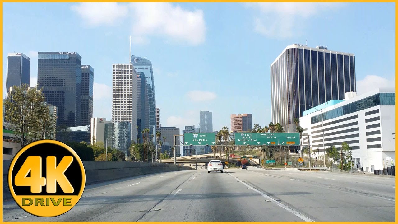Driving Tour of Freeway around downtown Los Angeles [4K] - YouTube