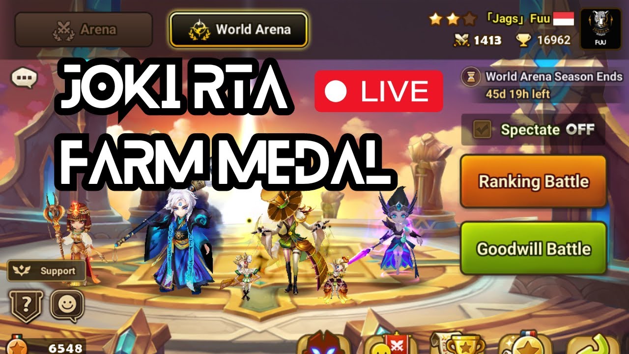 [LIVE] JOKI RTA FARMING MEDAL | Summoners War Indonesia - YouTube