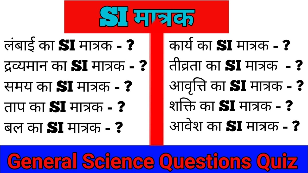 SI Matrak / SI Units / Science GK for Competitive exams / Railway / SSC ...