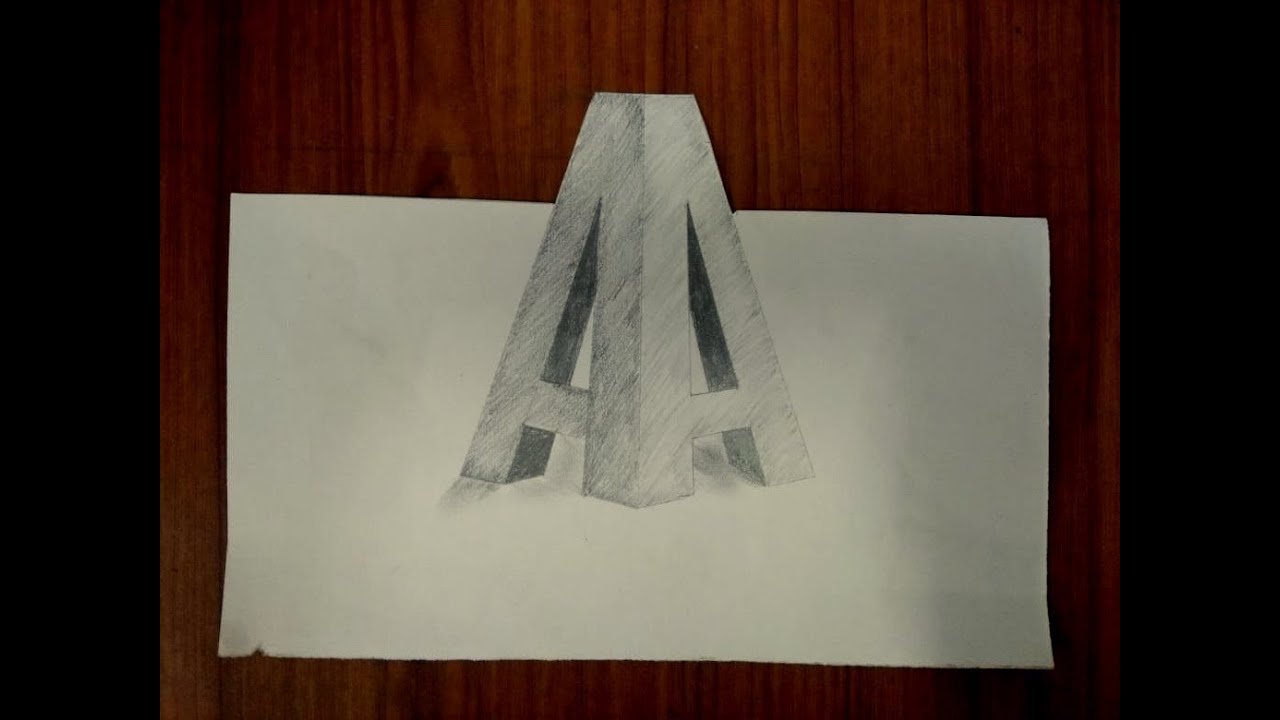 How to use 3D trick in drawing | How to draw A in 3D | prabu antony ...