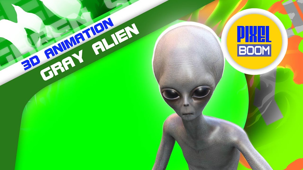 Green Screen Gray Alien 3D Animation - PixelBoom - YouTube