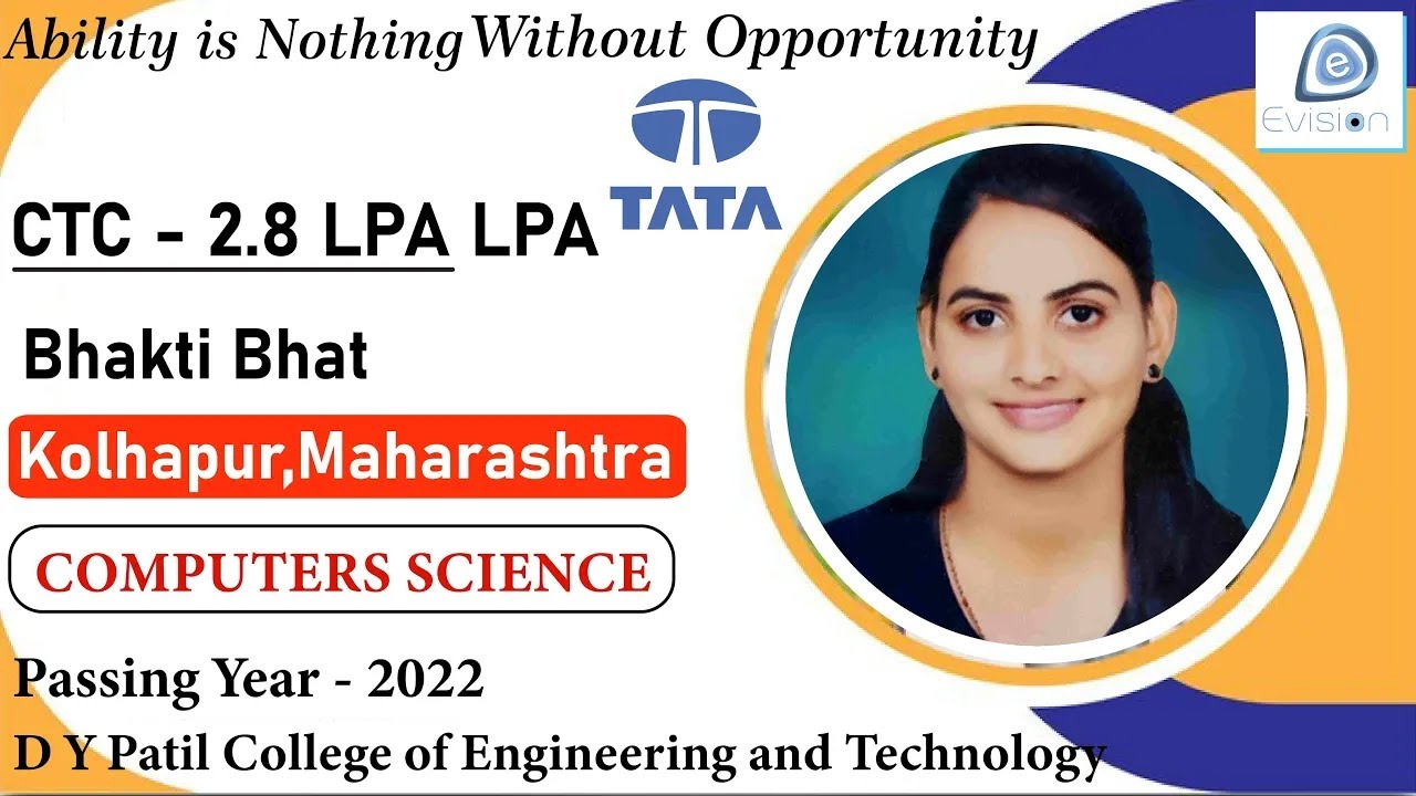 Congrats, Bhakti | Selected in TATA | 2.8 LPA | COMPUTERS SCIENCE, PoY ...