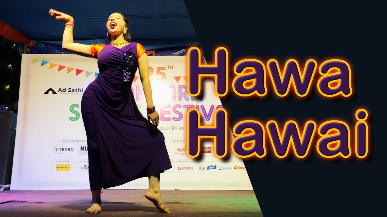Hawa Hawai Dance at street festival in pokhara lakeside - YouTube
