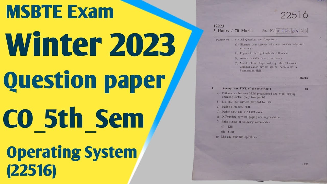 22516 Operating System Question Paper CO 5th Semester | MSBTE Exam ...