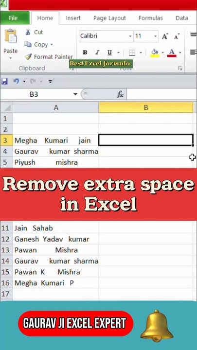 Remove extra space in Excel 😱 ??#excel #exceltutorial #exceltricks #excelformula #exceltip # ...
