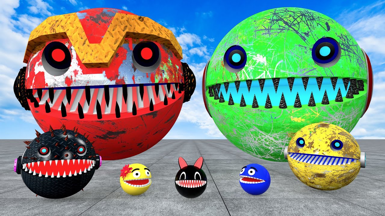 The most exciting match keeping TWO LEG PACMAN vs GREEN PACMAN and RED ...