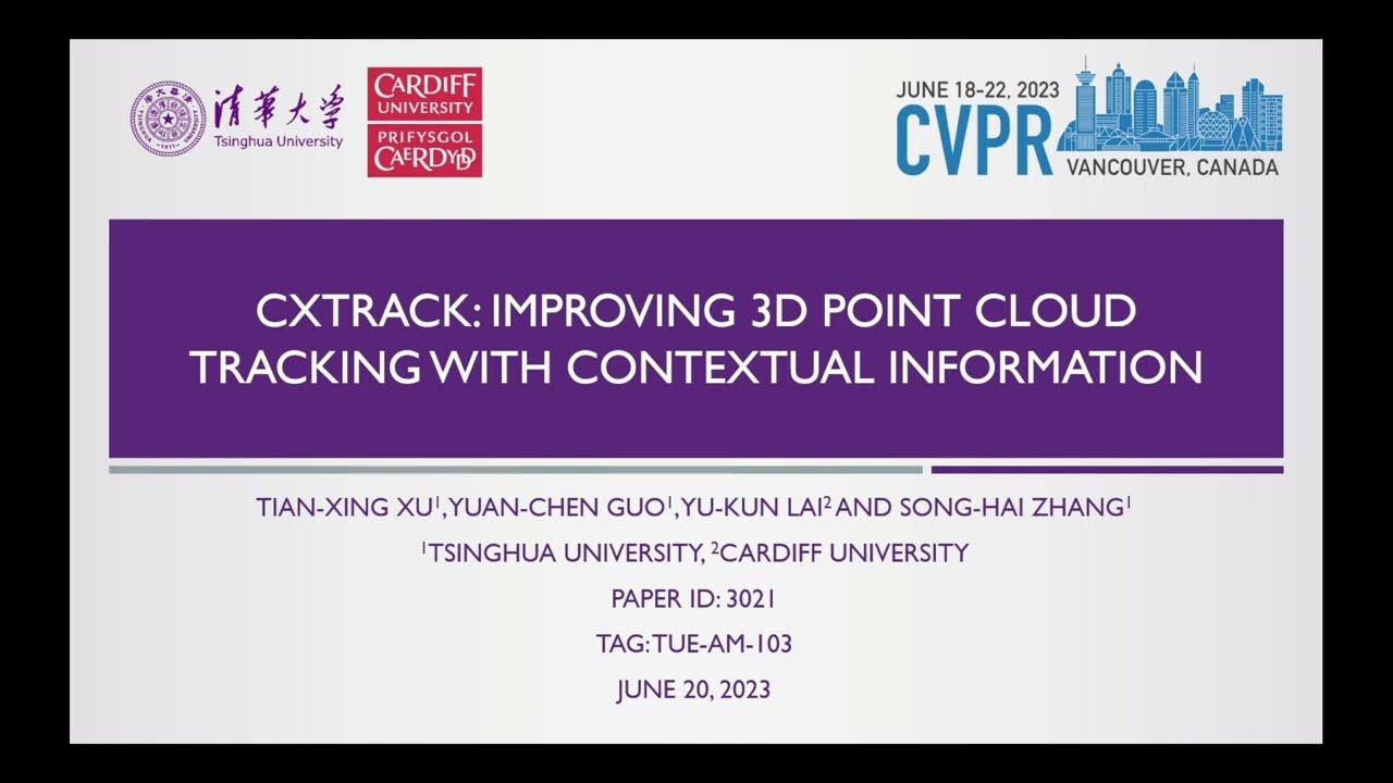 Cxtrack Improving 3d Point Cloud Tracking With Contextual Information Cvpr2023 Youtube