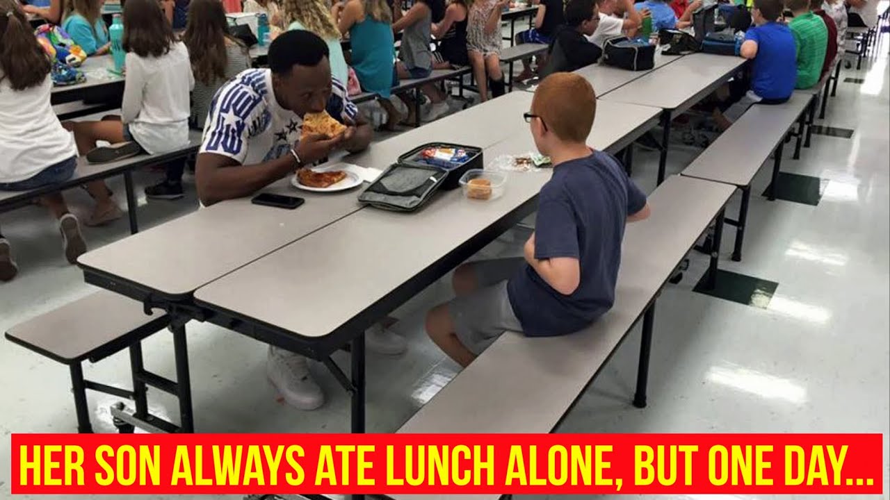 Her son always ate lunch alone, but one day, a football star sat with ...