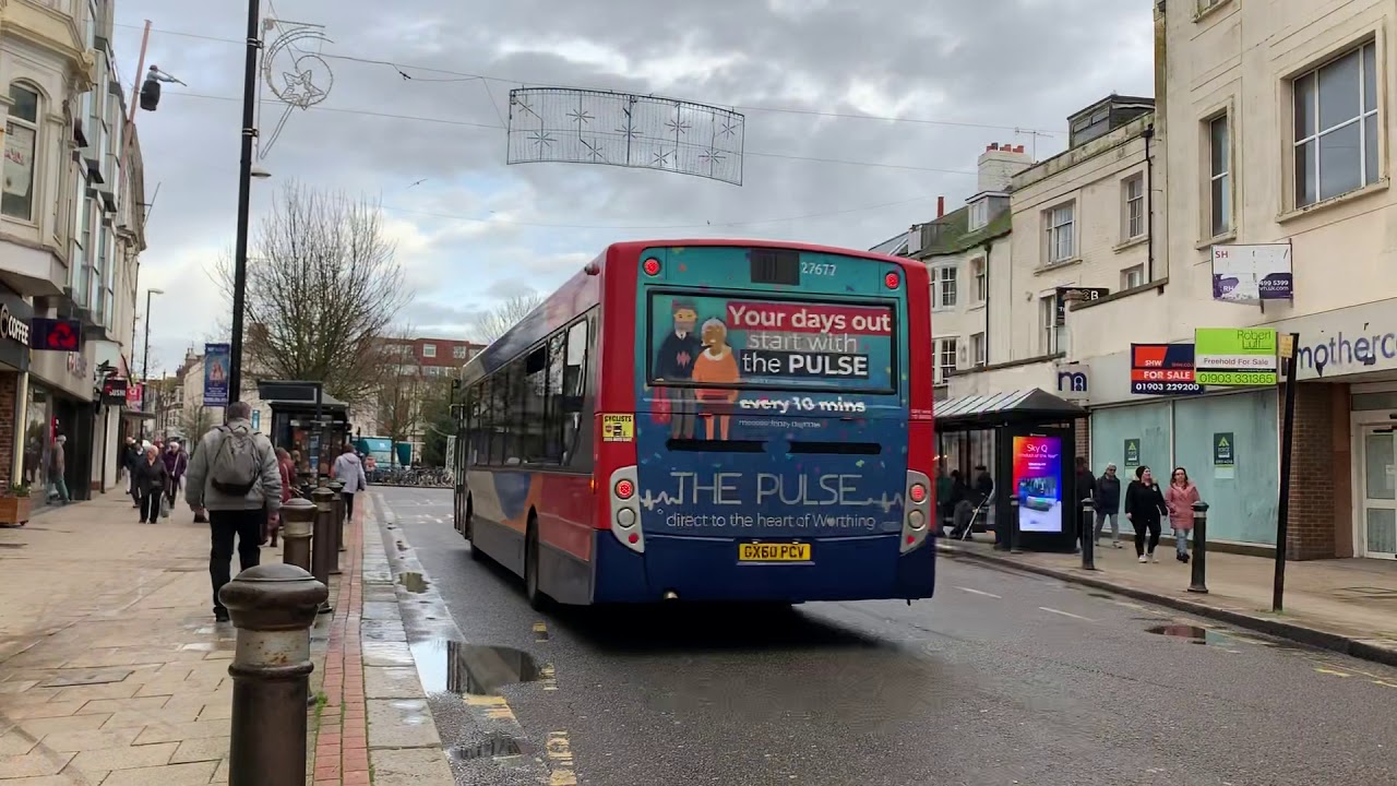 Stagecoach Bus Route 5 Arriving Into Worthing Town centre - YouTube