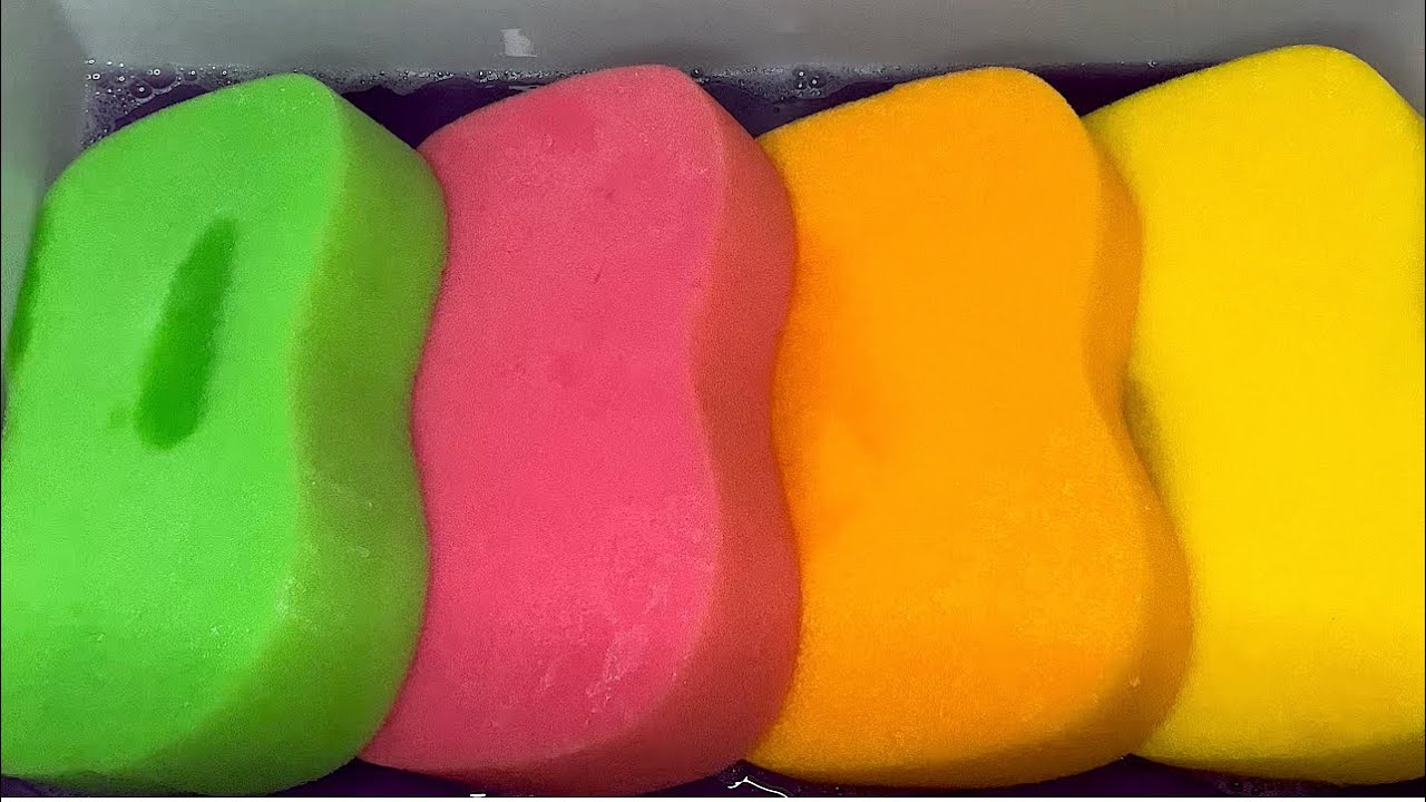 {ASMR} SUDSY SQUEEZES | LARGE SOFT SPONGES | RINSE w/FABRIC SOFTENER ...