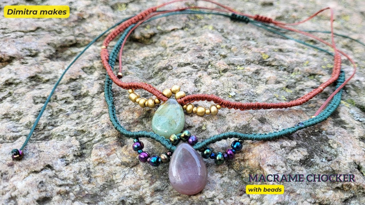 Macrame choker with beads│DIY - YouTube