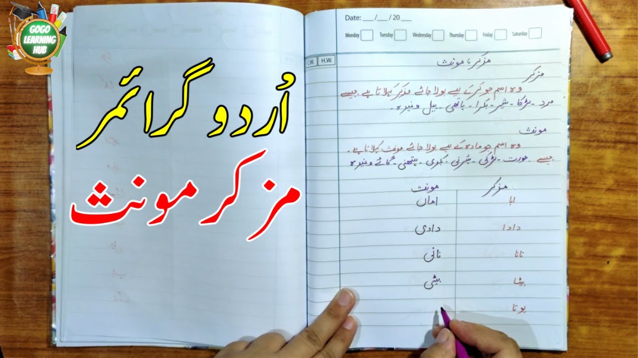 MUZAKKAR MONAS | IN | URDU GRAMMER | WITH EXAMPLE| GOGO LEARNING HUB ...