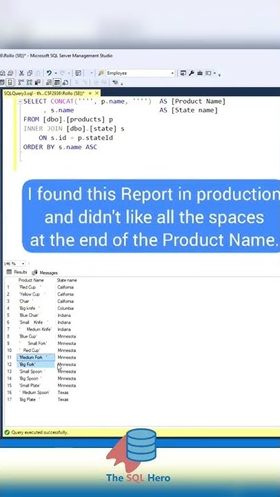 Removing Spaces😱 Sql Sqlserver Database Dba Ssms Data Dataanalytics Dev Programming It
