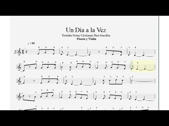 Un Dia A La Vez , Flauta y Violín, Partitura, Cifrado, Notas Cristianas ...