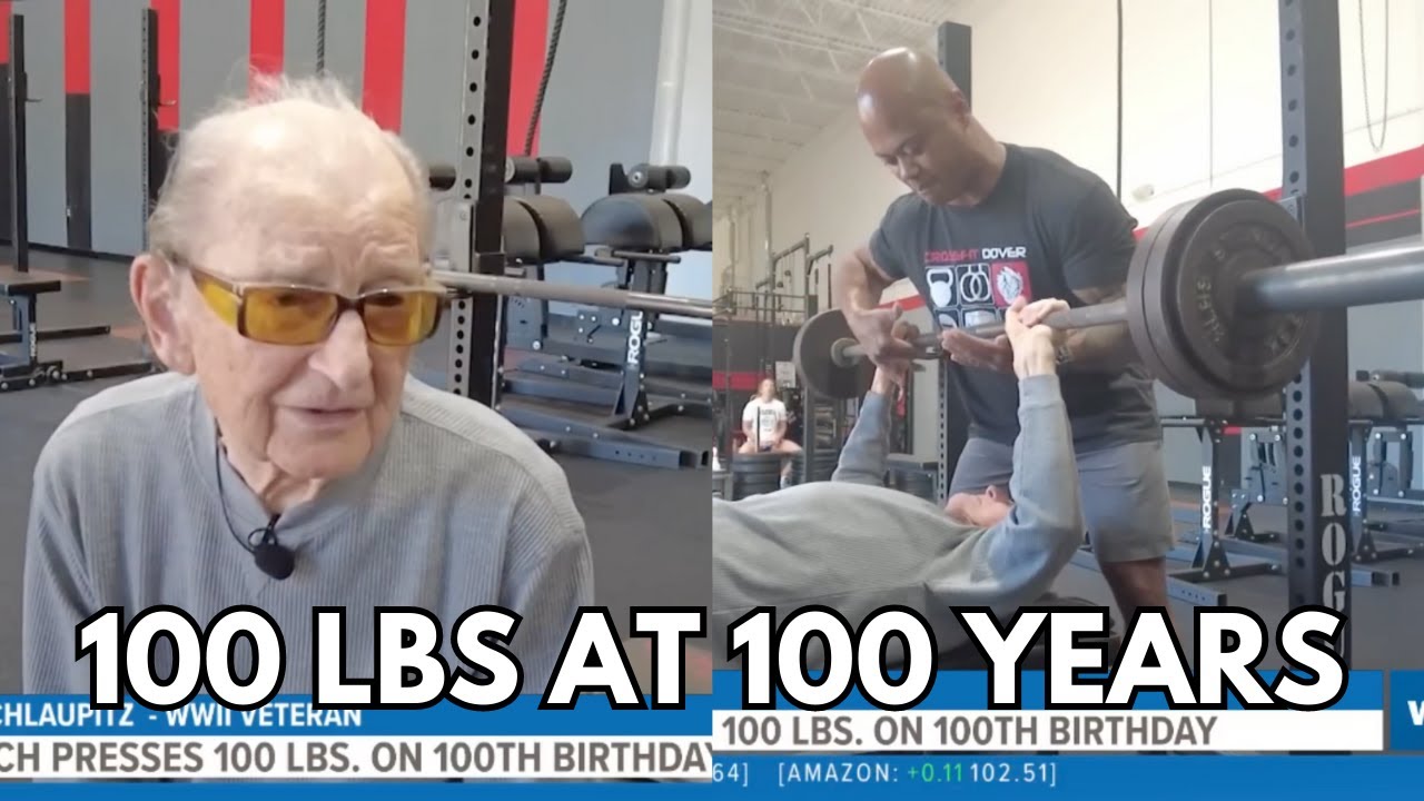 " Man celebrates 100th birthday with a 100lbs bench press " - YouTube
