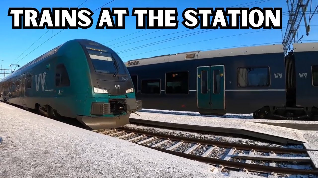 Trains at the station in Sarpsborg, Norway. Vy Train. - YouTube