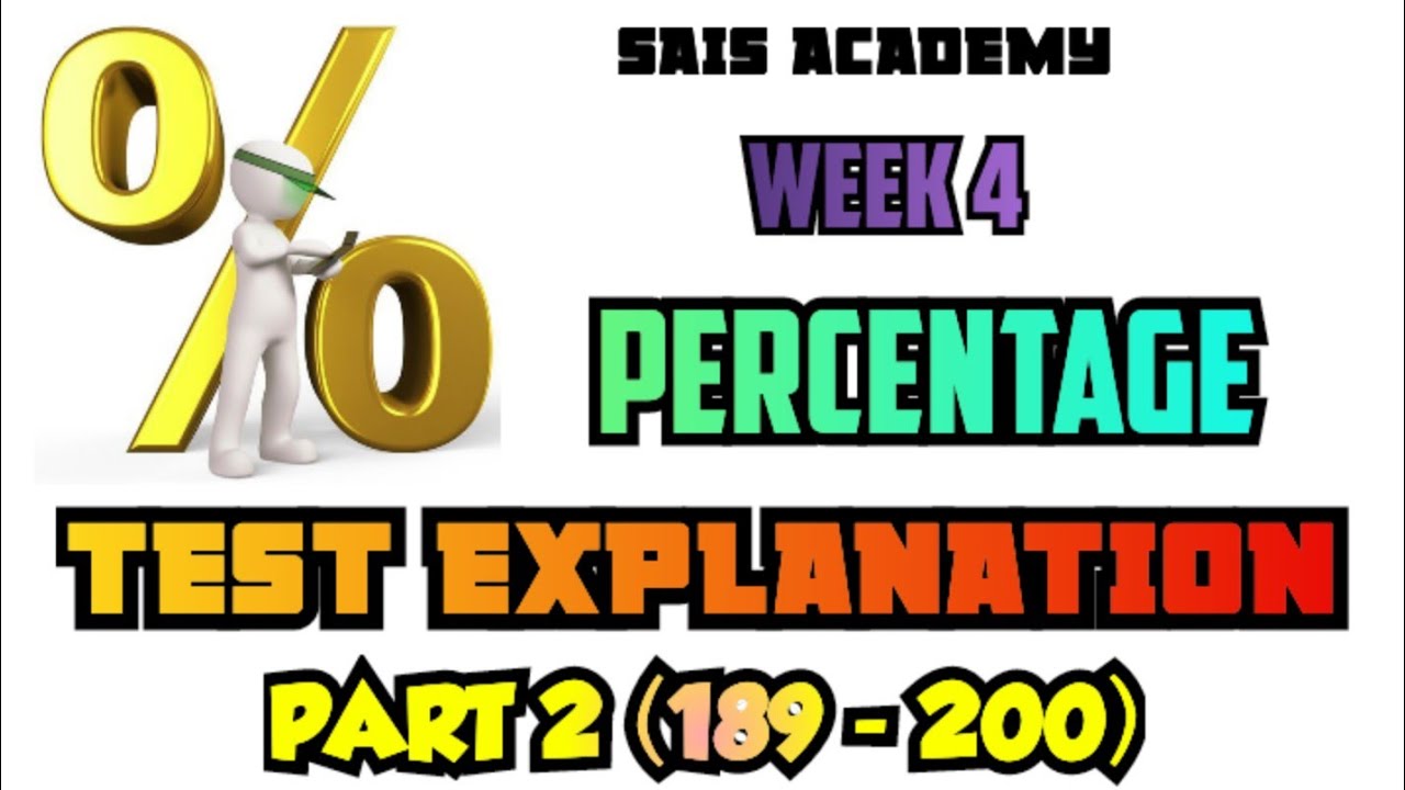 WEEK 4 : PERCENTAGE (சதவீதம்) TEST EXPLANATION- PART 2 (189 - 200) # ...