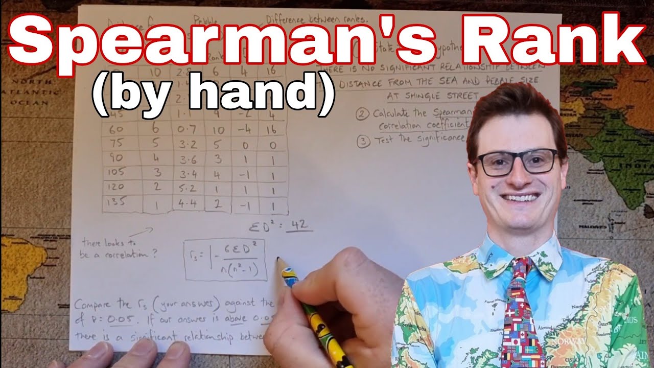 Spearman's Rank by hand ️ Geography Fieldwork (Pebble size🪨/Distance up ...