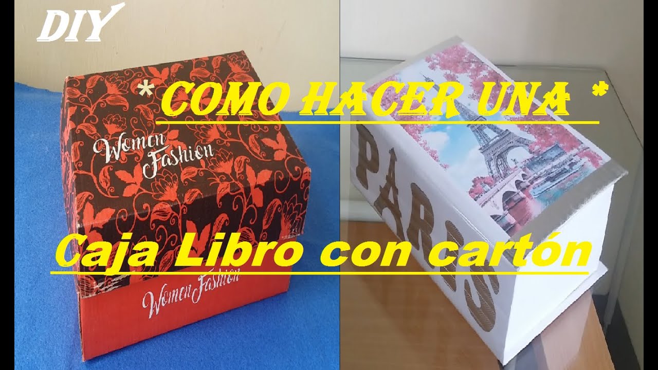 Convierte una caja de cartón en arte en casa / CÓMO HACER CAJA LIBRO ...
