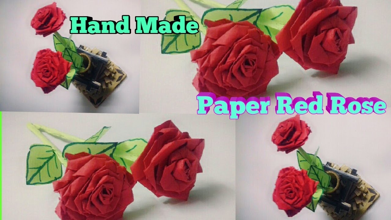 How to make paper red rose।।In less time।।Hand made rose।।Easy & Simple ...