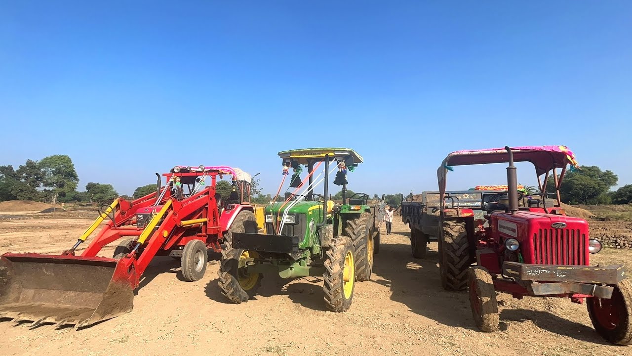 Mahindra Arjun 605 Loader Loading Mud Tractor With Trolley Mahindra 575 ...