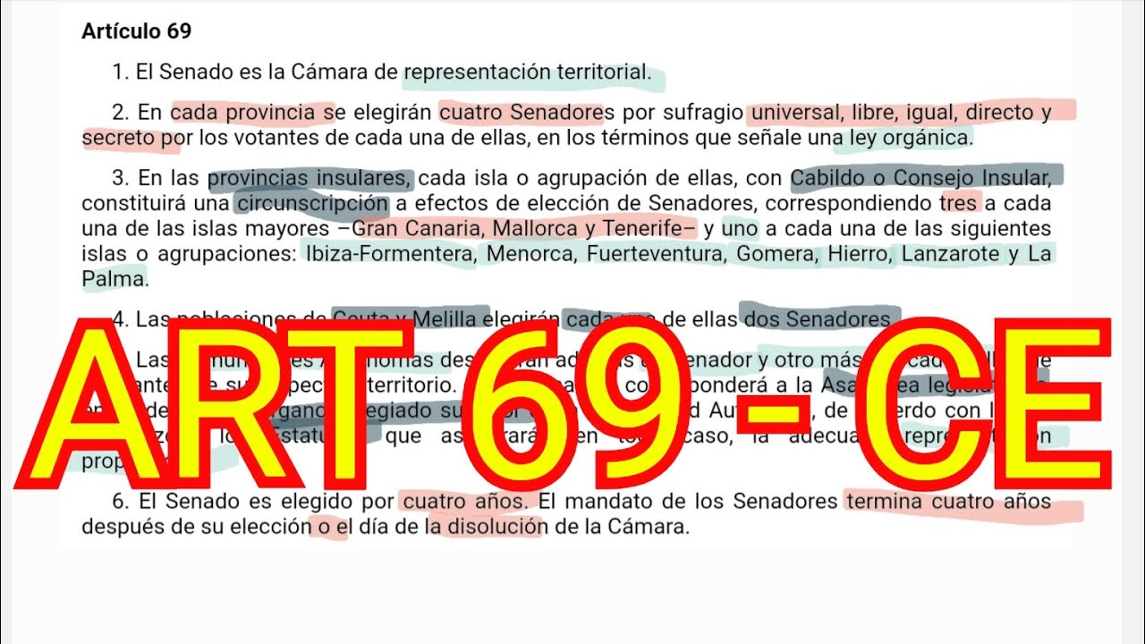 ARTÍCULO 69 - Constitución Española - El Senado - OPOSICIONES - YouTube