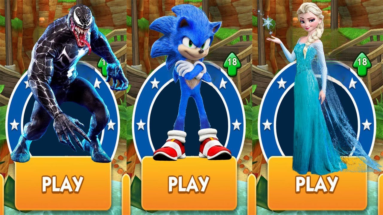 Sonic Dash - Movie Sonic vs Venom Runner vs Elsa Frozen Subway vs All ...